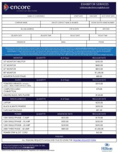 2021 EXHIBITOR ORDER FORM – Hilton SD Bayfront | BESA